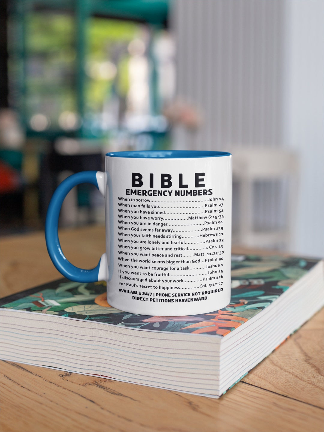 Bible Emergency Numbers Two-toned Coffee Mug, Bible Coffee Mugs, Bible ...