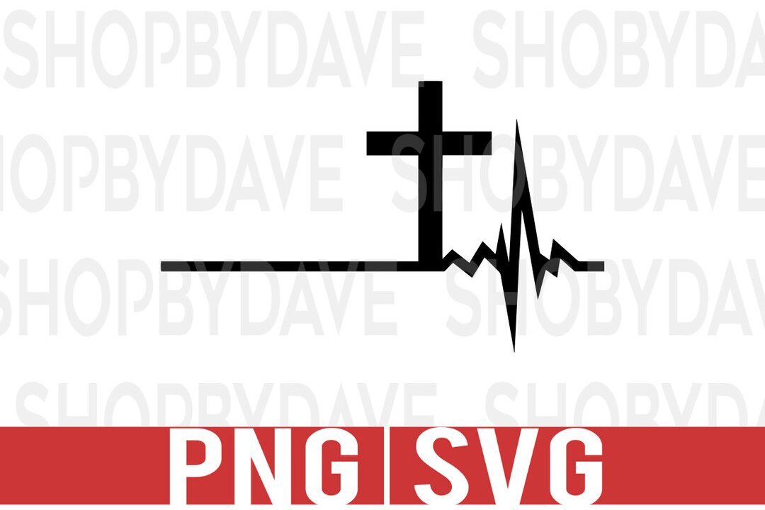 Cross Heartbeat Design File Svg Png, Instant File Download for ...