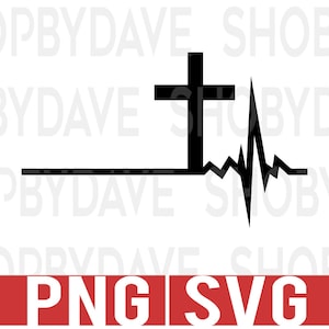 Cross Heartbeat Design File Svg Png, Instant File Download for ...