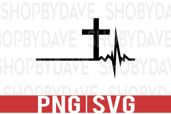 Cross Heartbeat Design File Svg Png Instant File Download for | Etsy