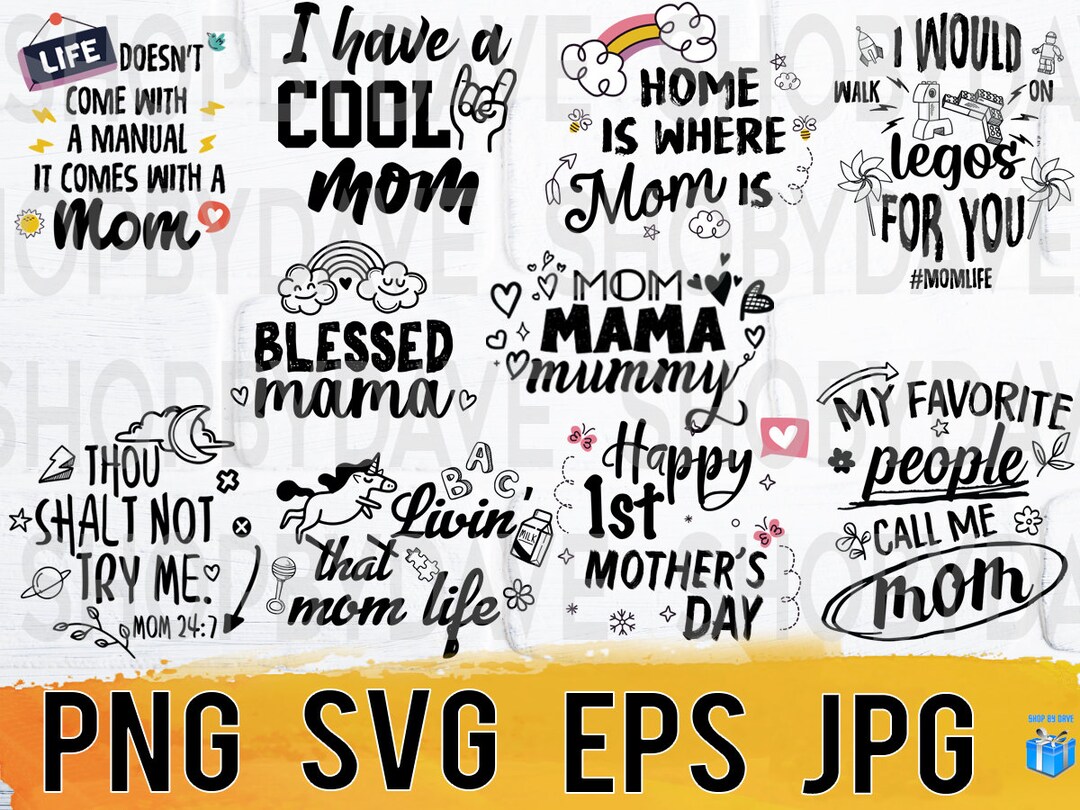Mother's Day Bundle 2 Png Svg Eps Jpg Design Files, Instant Download ...