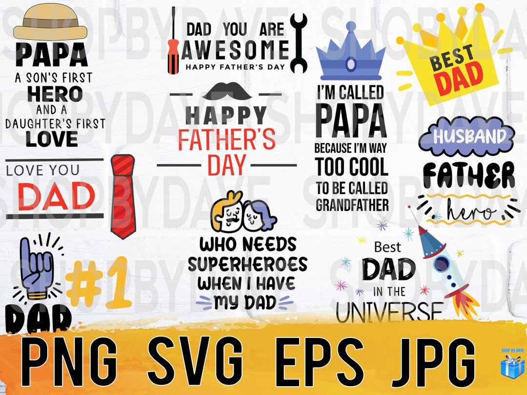 Father's Day Bundle Png Svg Eps Jpg Design Files, Instant Download for ...