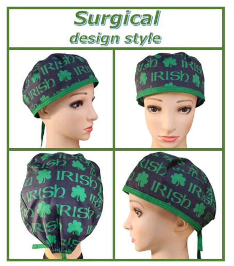 Notre Dame University Navy Gold Leprechaun Inspired Scrub Cap, Surgical ...