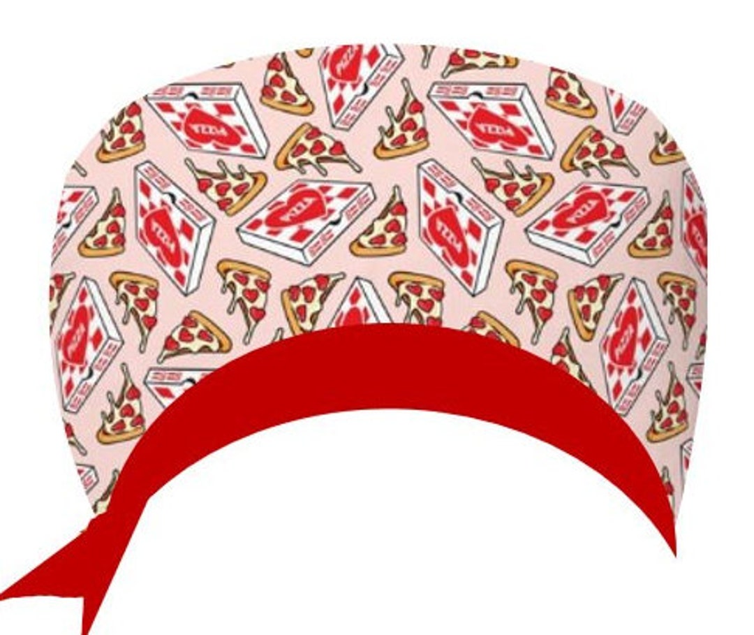 Pizza Party Valentine Day Hearts Pizza Box Pepperoni Scrub Cap ...