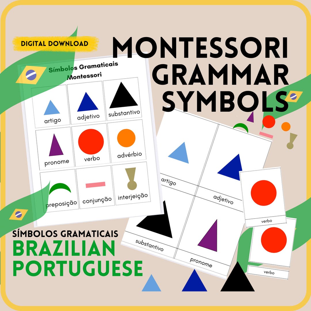 Montessori Grammar Symbols in Brazilian Portuguese, Montessori ...