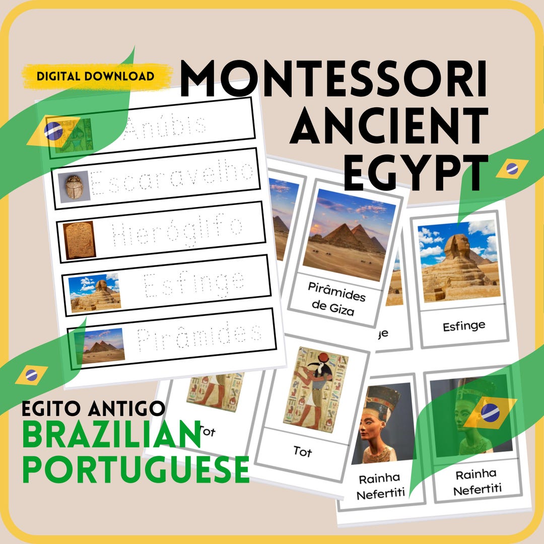 Montessori Ancient Egypt 3 Part Cards in Brazilian Portuguese - Etsy