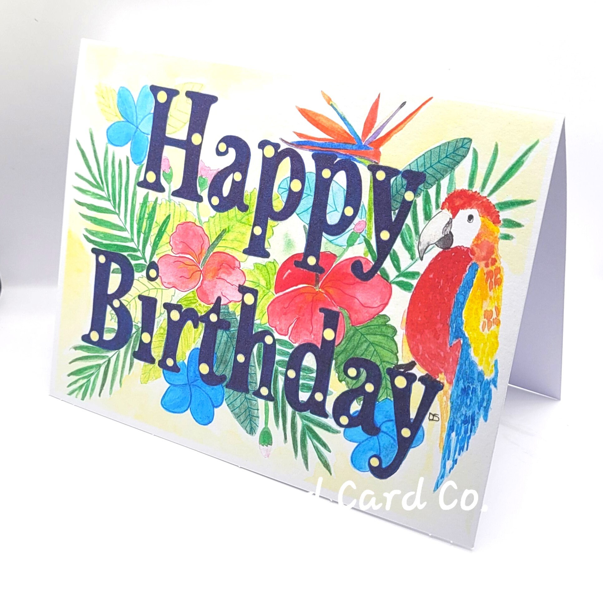 Tropical Themed Happy Birthday Card Set - Etsy