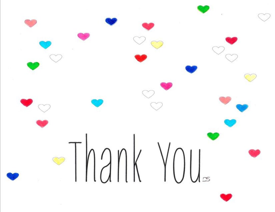 Confetti Mini Heart Thank You Note Card Set of 5 - Etsy