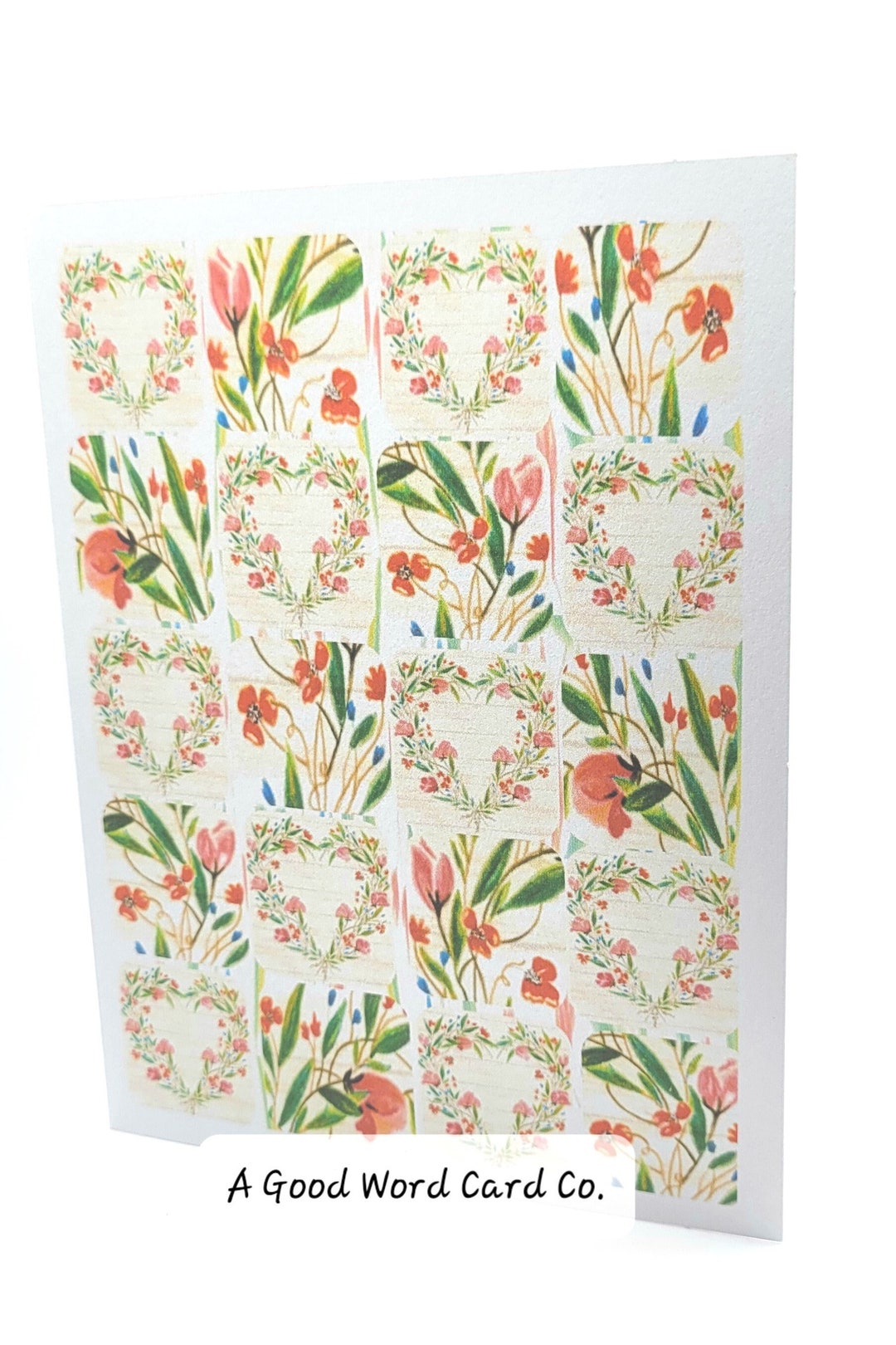 Heart Wreath and Floral Pattern Note Card Set - Etsy
