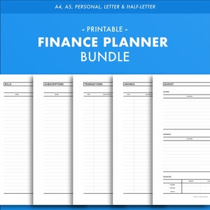 Printable Finance Planner Bundle, Instant Download, PDF Inserts in A5 ...