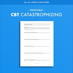 CBT Catastrophizing Worksheet Printable PDF Digital Download Mental Health Self-help A4, A5 ...