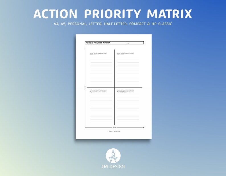 Action Priority Matrix Printable PDF, Eisenhower Matrix, Decision ...