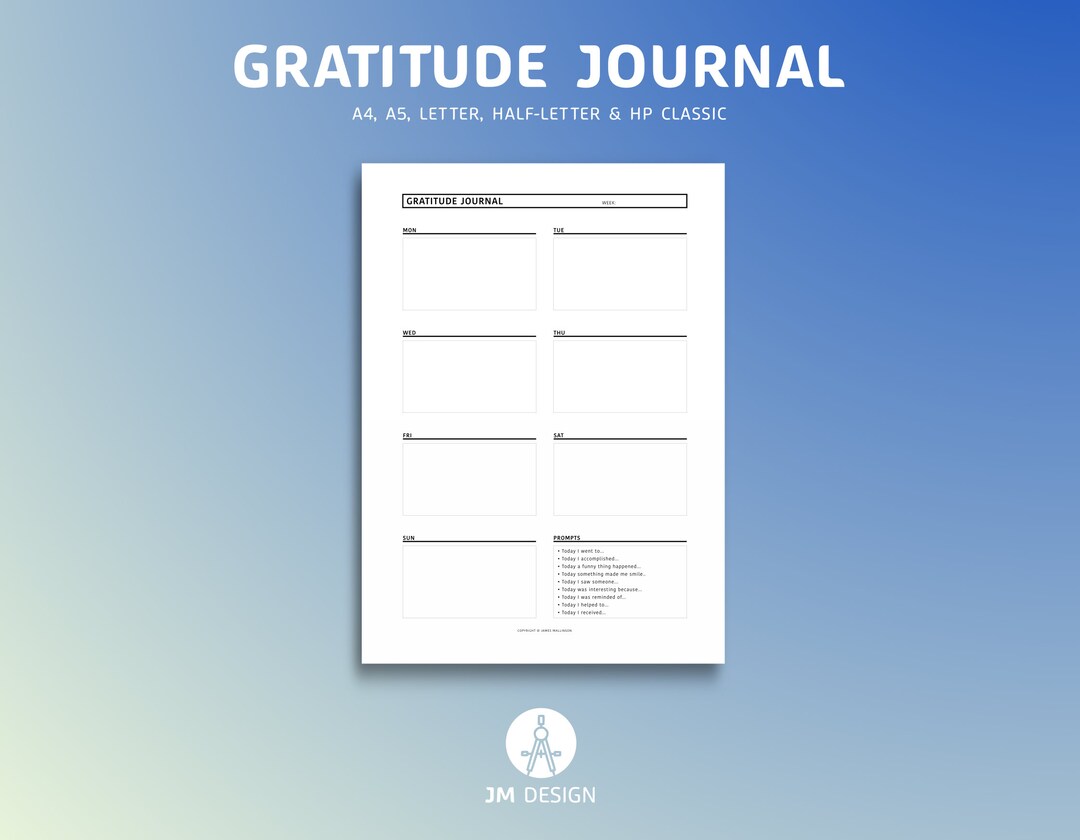 Gratitude Journal Printable PDF, Mental Health, Therapy, Counselling ...