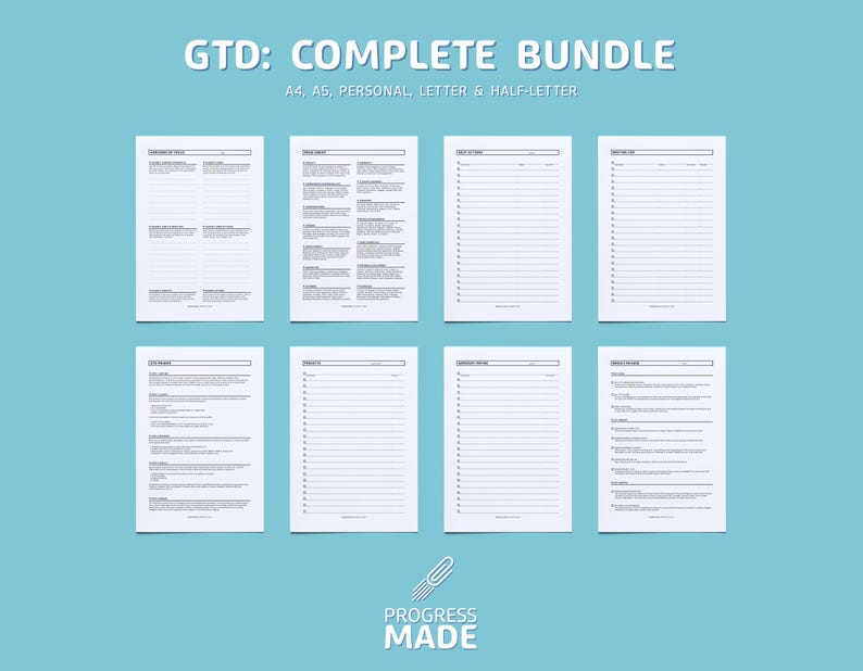 GTD Complete Printable PDF Bundle - Etsy