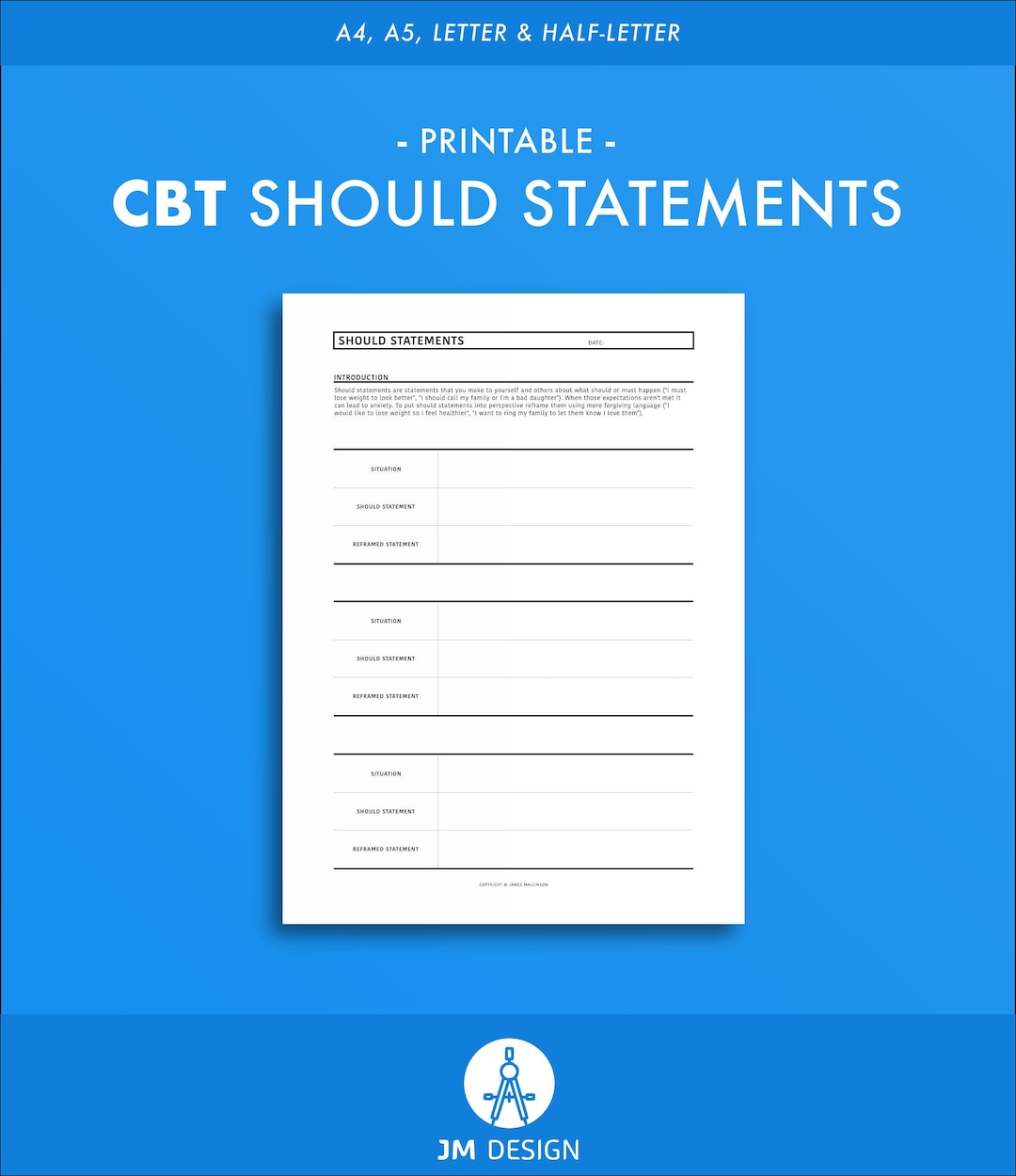 CBT Should Statements Worksheet Printable PDF Digital - Etsy