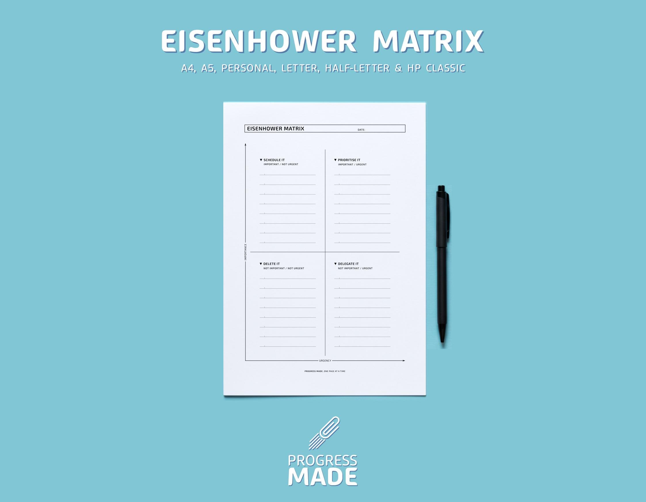 Eisenhower Matrix Printable PDF - Etsy