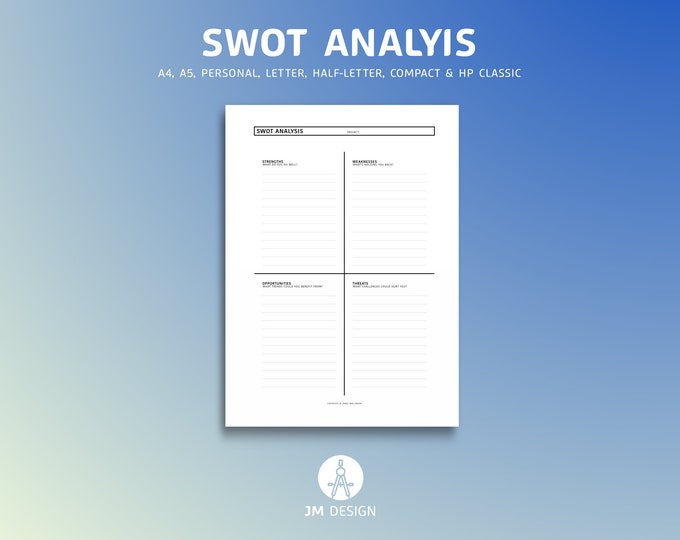 SWOT Analysis Printable, Business Planner SWOT Analysis, SWOT Template ...