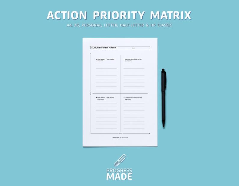 Action Priority Matrix Printable PDF - Etsy