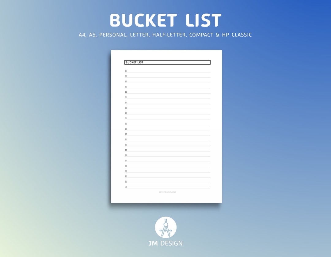 Bucket List Printable PDF, to Do List, Travel Bucket List, Adventure ...