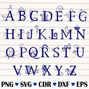 Alphabet Set With Silhouette, Alphabet Ornament Png, Letters Vector ...