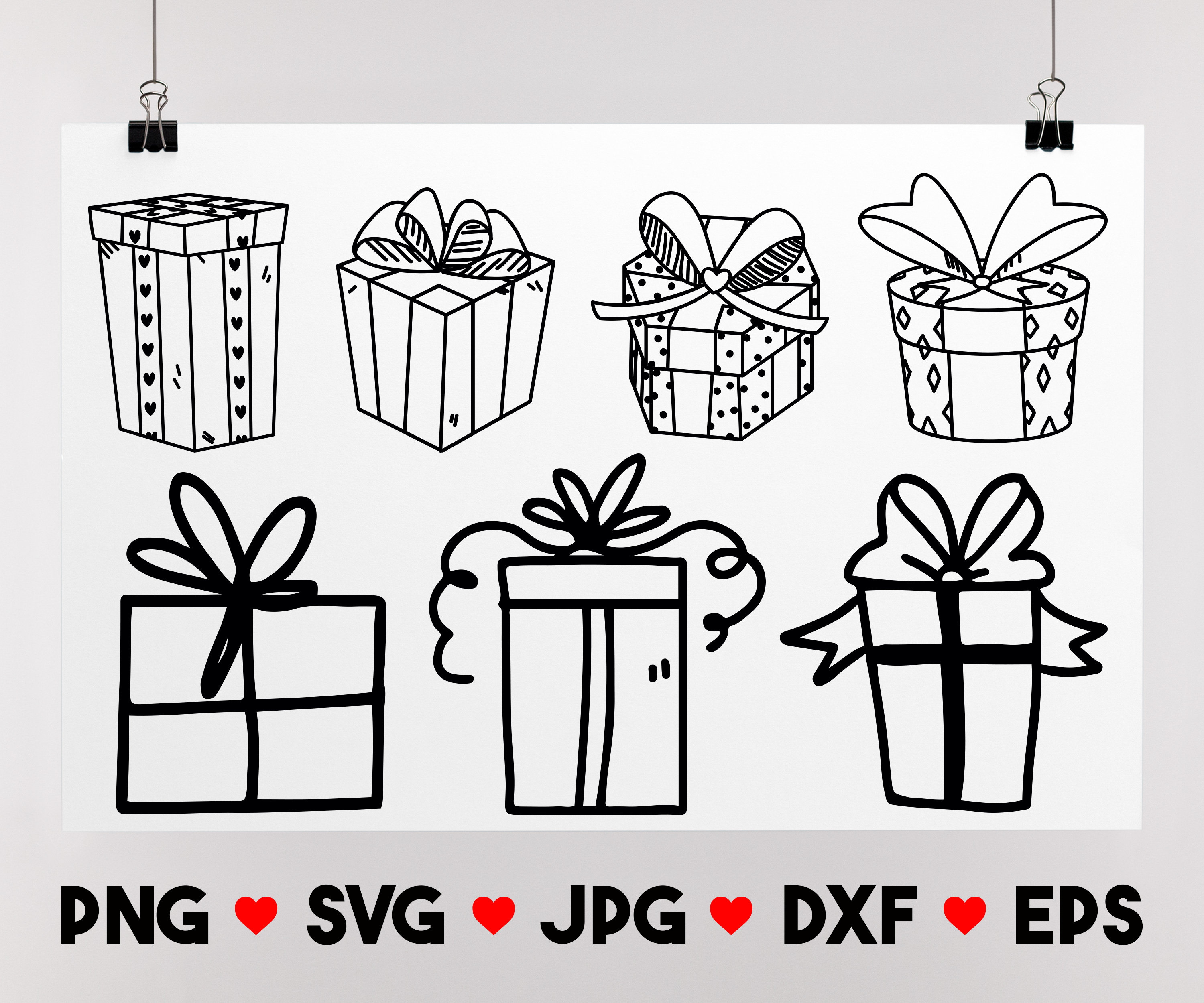 Gift Box Bundle SVG Files, Gift Box Clipart, Gift Box Svg, Dxf, Pdf ...