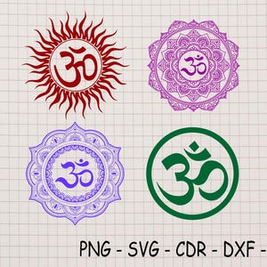 Om Sign Vector Drawing, Vector Files for Laser, Om Sign Set With ...