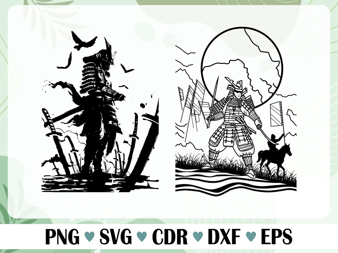 Samurai Silhouette Set, Drawings Samurai, Samurai Vector, Samurai Png ...