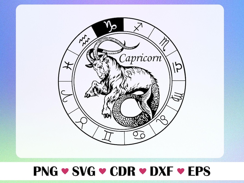 Capricorn Zodiac Sign Svg Png Eps Dxf Cdr | Goat Horoscope Clipart ...