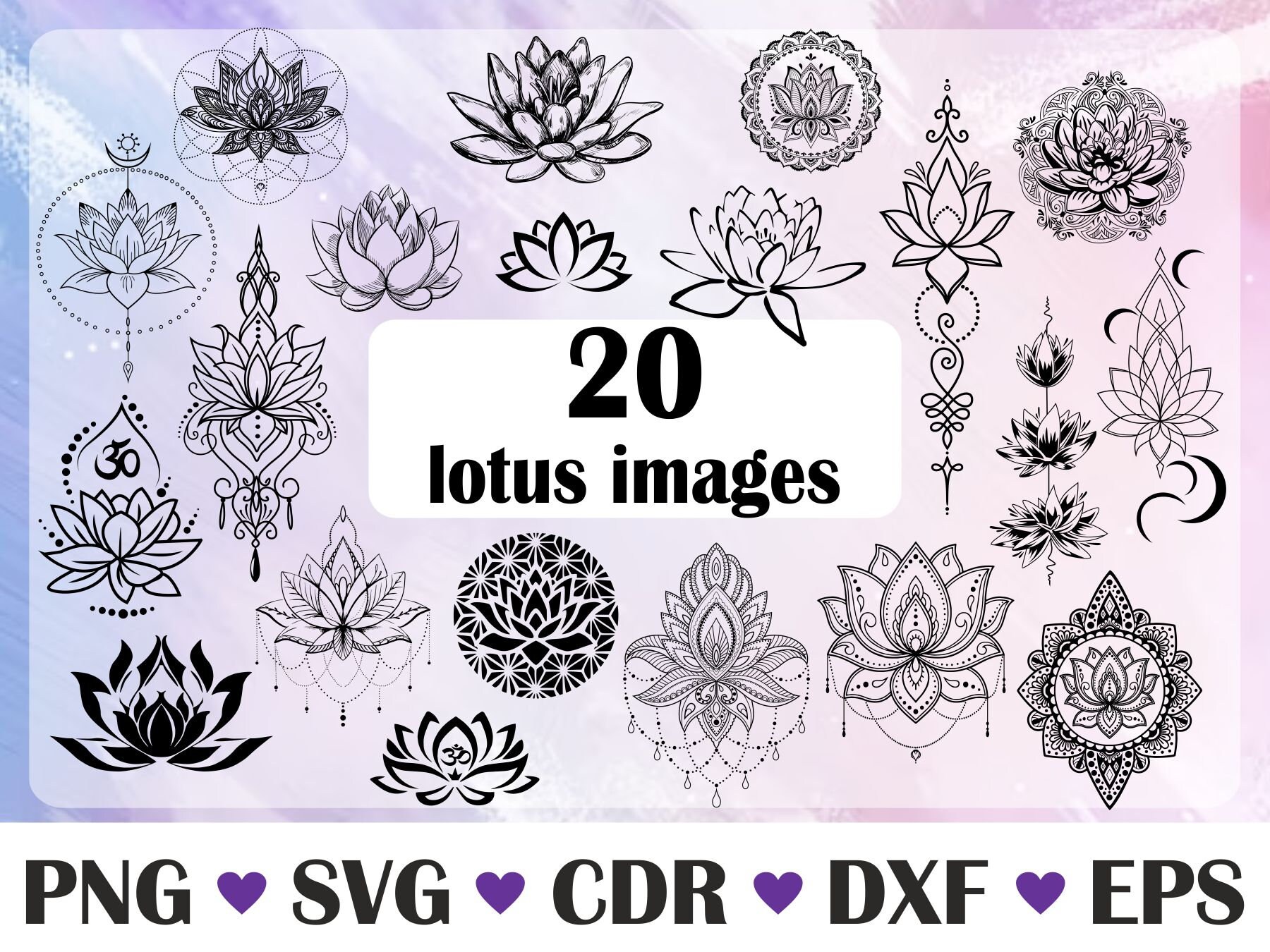 Lotus Flower, Lotus Vector, Lotus Set With Silhouette, Tattoo Set ...