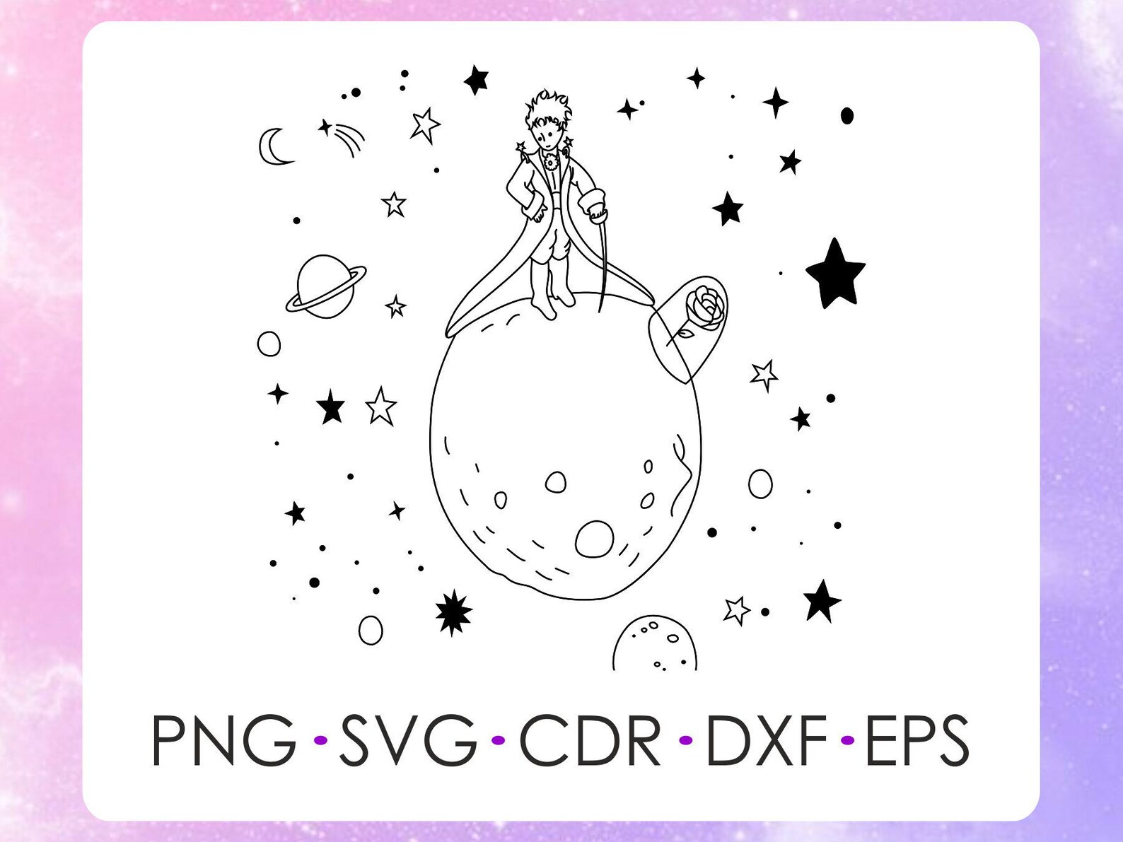 The Little Prince Line Art | Png Svg Eps Dxf Cdr | Digital Illustration ...