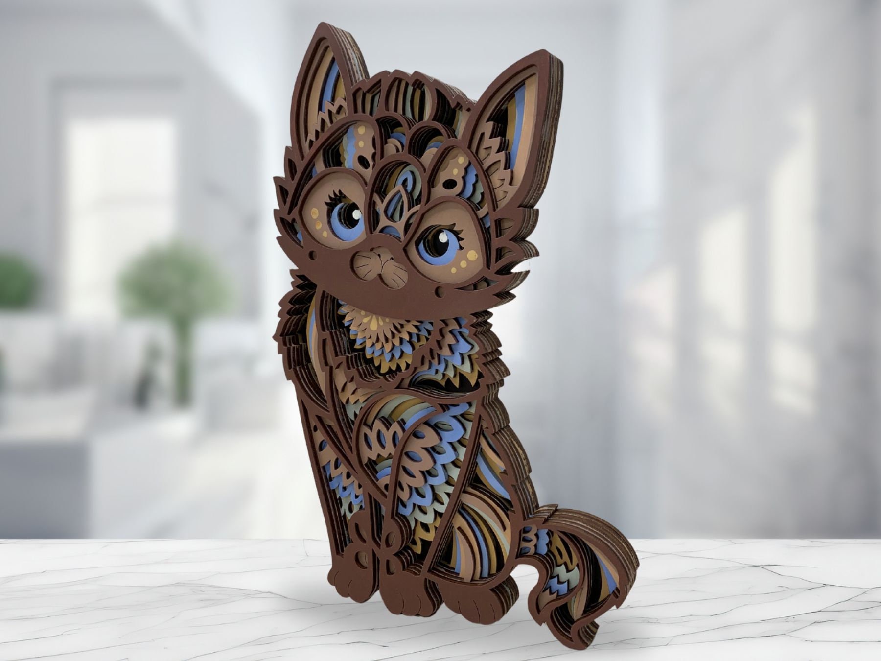 Multi Layered Cat, 3d Laser Cut Cat, 3D Cat, Files Svg, Dxf, Vector ...