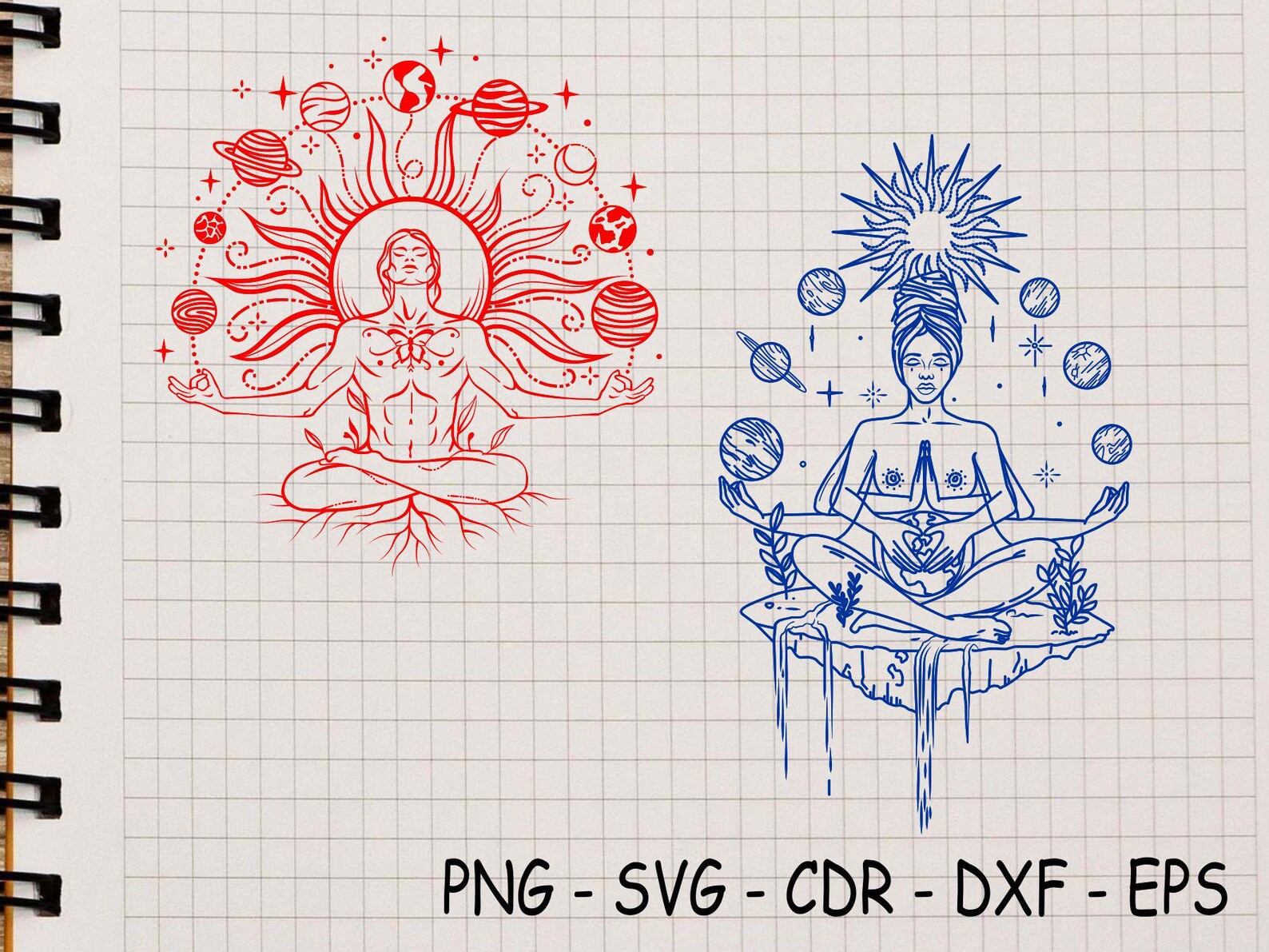 Planets Vector Drawing, Vector Files for Laser, Planets Set With ...