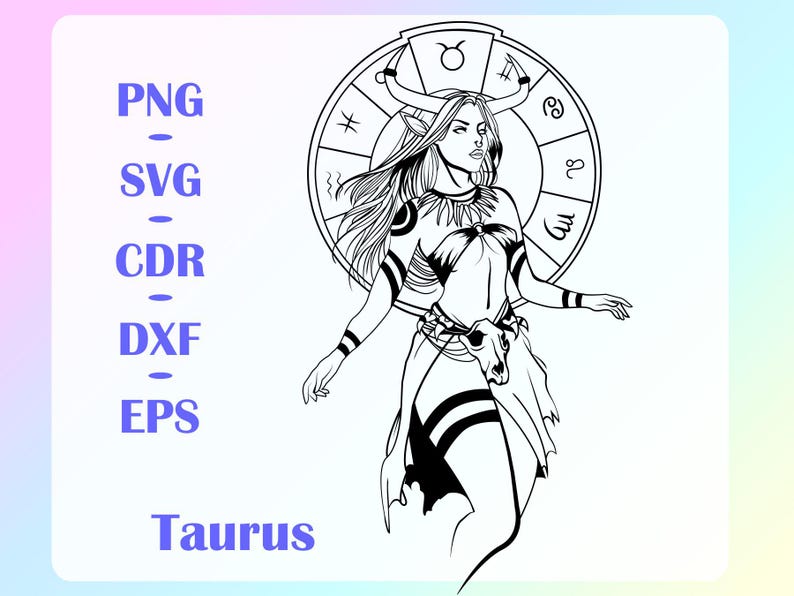 Taurus Zodiac Woman Line Art Svg Png Eps Dxf Cdr | Feminine Astrology ...