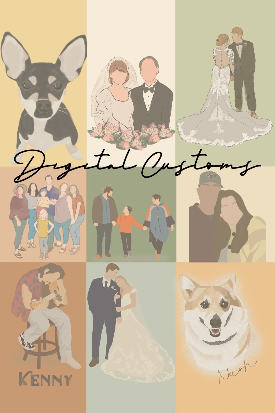 Custom Digital Portraits DIGITAL ONLY - Etsy