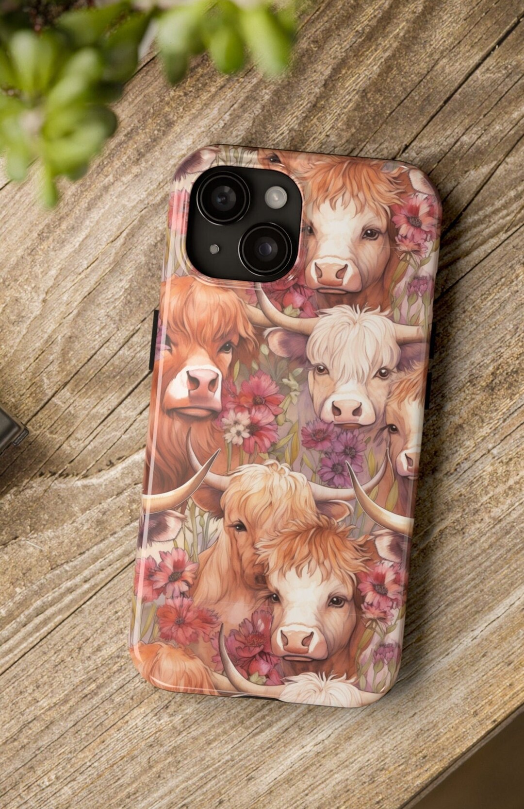 Highland Cow Phone Case, Highland Cow Floral Tough Phone Case iPhone ...