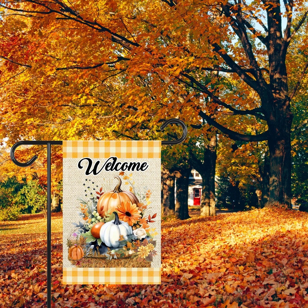 Fall Welcome Garden Banner Happy Fall Outdoor Decoration Autumn Garden ...