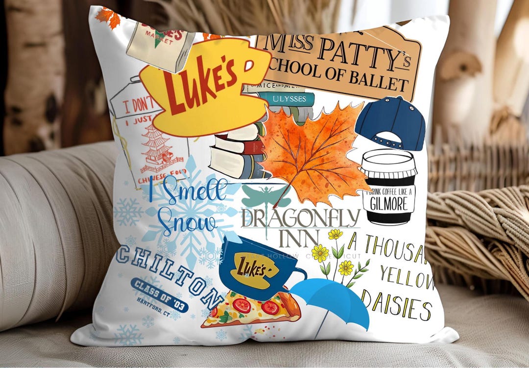 Gilmore Girls Inspired Square Pillow 18" Stars Hollow Decor Autumn ...