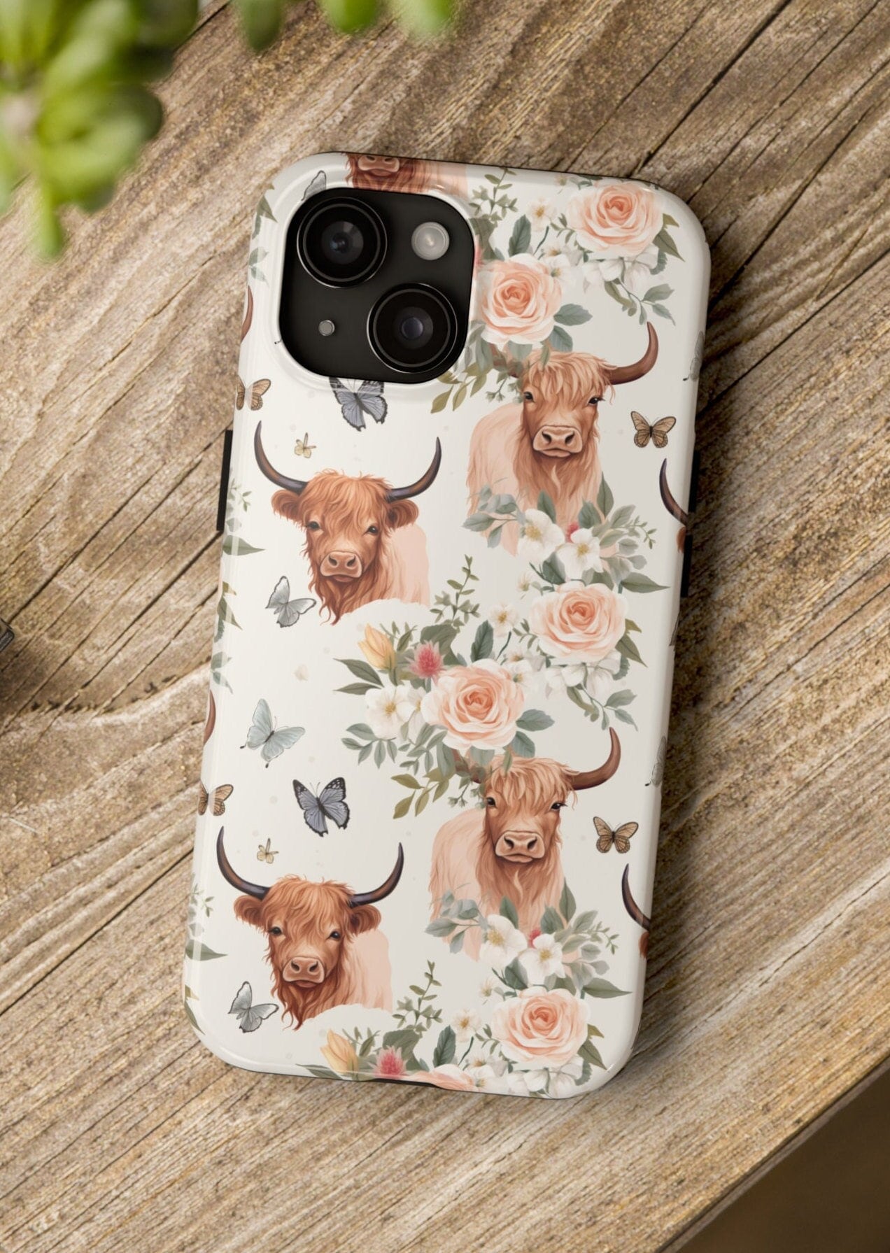 Highland Cow iPhone Case, Floral Cow Tough Phone Cases, Cow Lover Gift ...