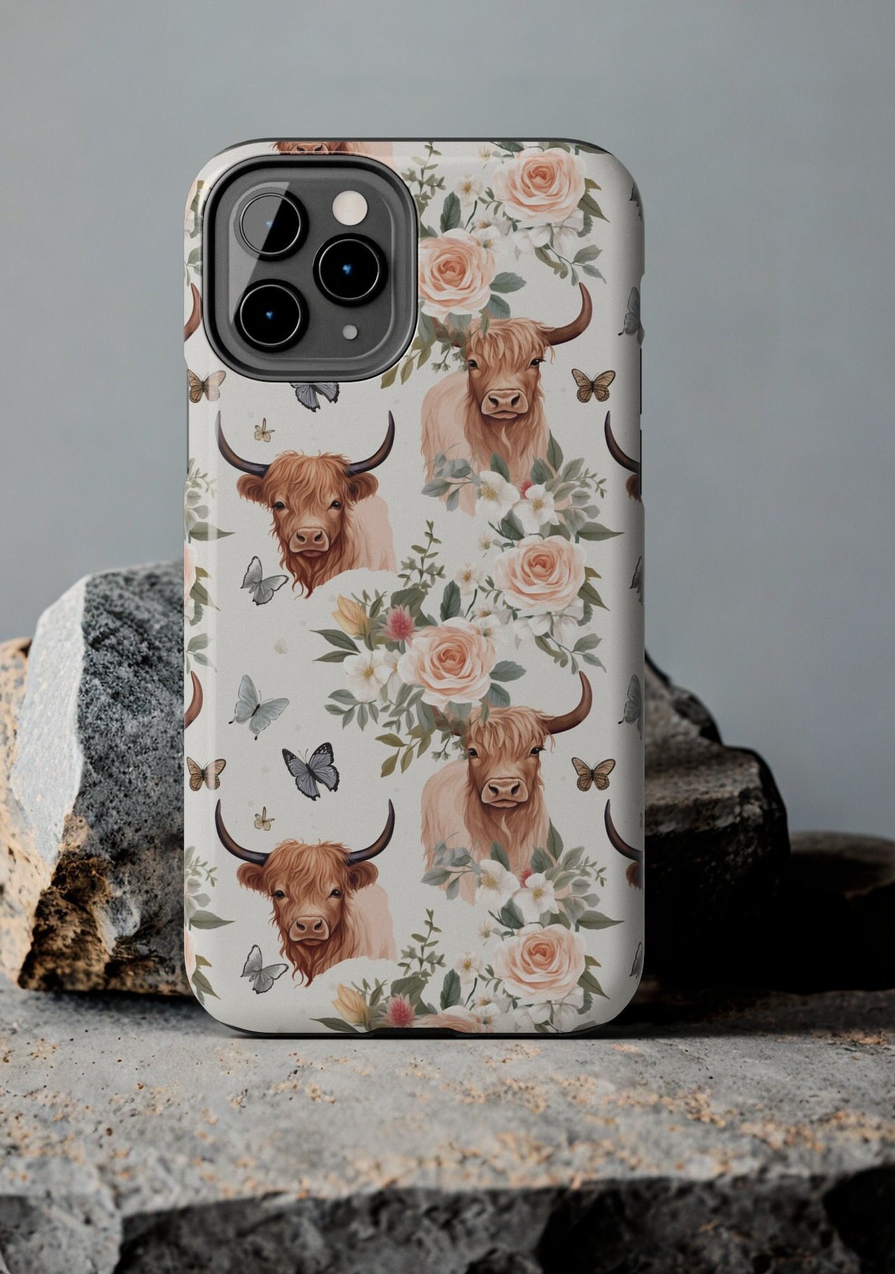 Highland Cow iPhone Case, Floral Cow Tough Phone Cases, Cow Lover Gift ...