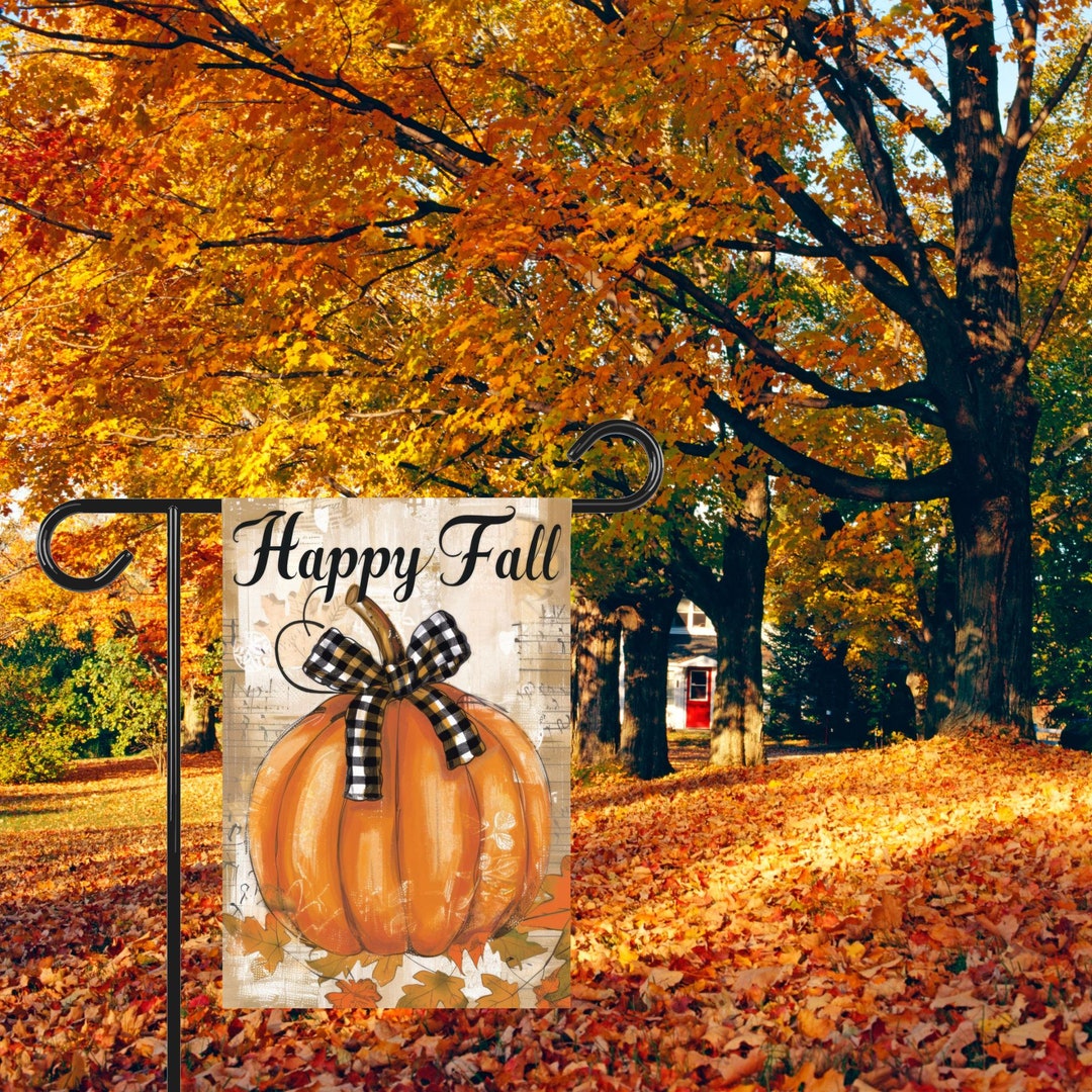 Happy Fall Garden Banner Welcome Flag Outdoor Decoration Autumn Garden ...