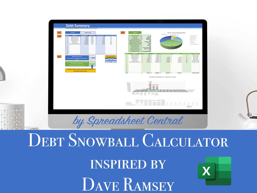 Debt Snowball Calculator EXCEL Spreadsheet - Inspired by Dave Ramsey's Debt Snowball Method - Etsy
