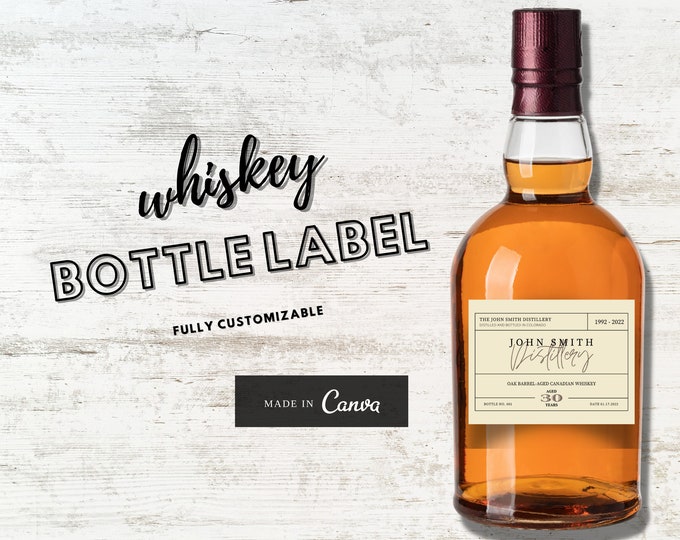 Printable Custom Whiskey Bottle Label Template, Fits Whiskey Bottle ...