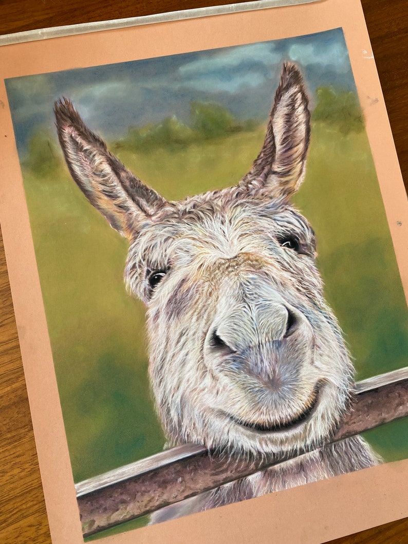 Donkey in an Irish Field, Cute Irish Donkey Art, Cute Animal Art ...