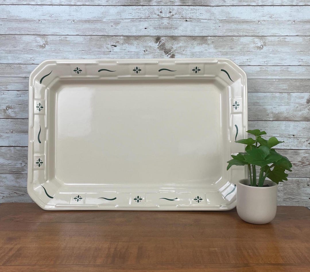 Vintage LONGABERGER POTTERY Woven Traditions Heritage Green Pattern 17 ...