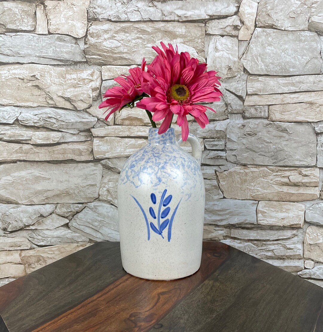Vintage~robinson Ransbottom Pottery~7.5" Tall STONEWARE JUG/VASE Blue ...