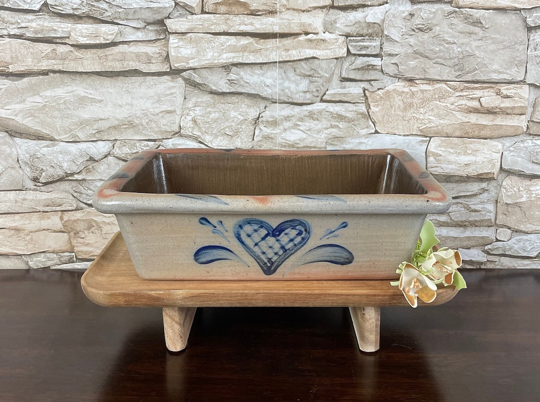 Vintage~rowe Pottery Works~decorative STONEWARE LOAF PAN With Heart ...