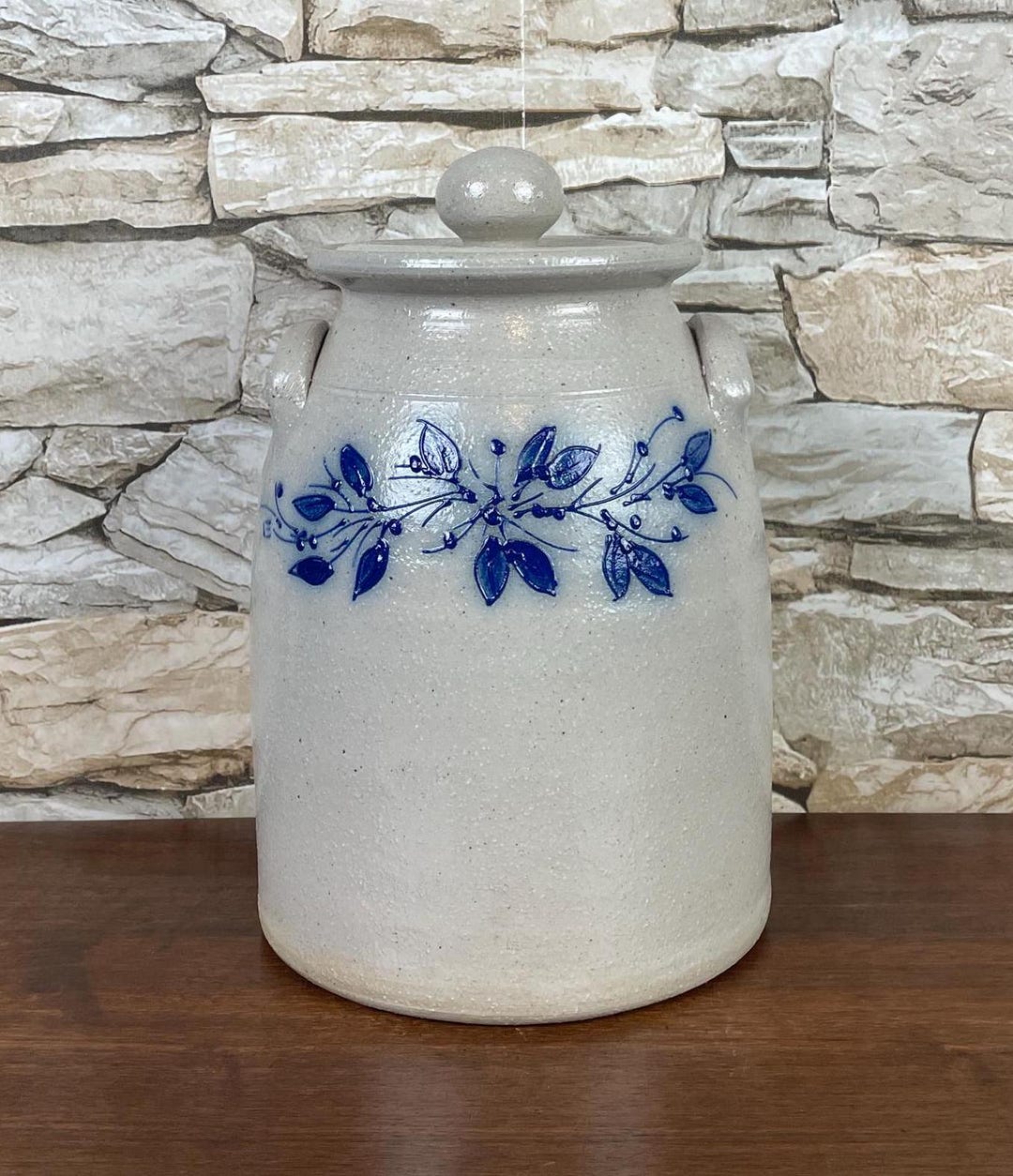 Vintage~salmon FALLS Stoneware~3-qt./9.5" Tall Lg. Decorative Canister ...