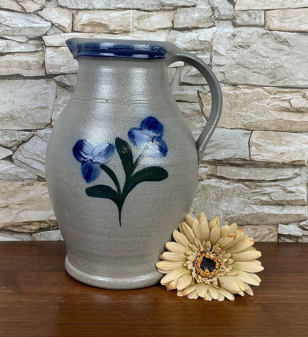 Vintagerowe Pottery Works3-qt./10 Tall Lg. STONEWARE PITCHER/VASE W ...