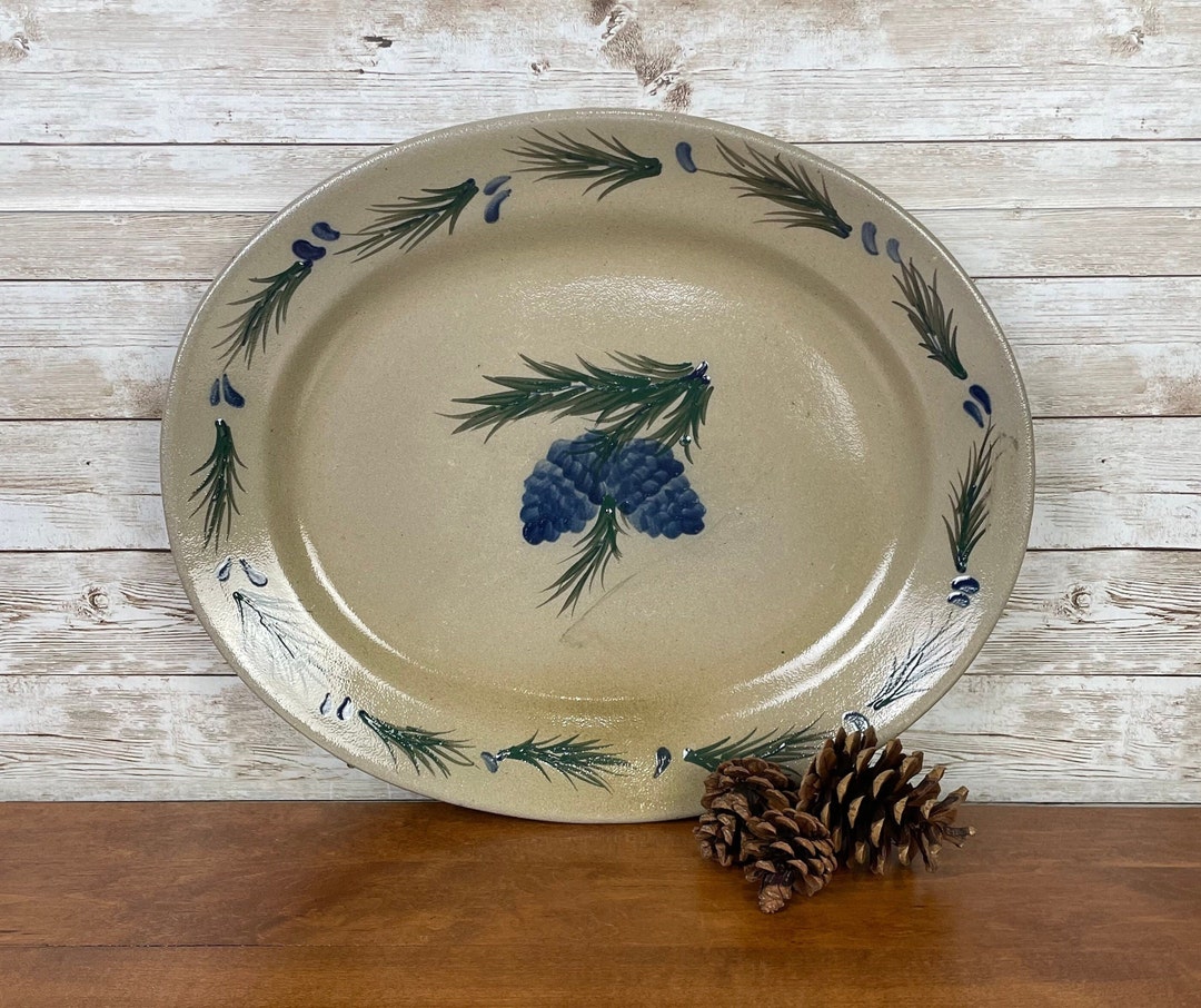 Vintage~rowe Pottery Works~14" X 12" Lg. Decorative STONEWARE SERVING ...
