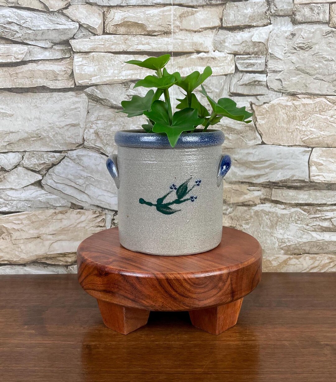 Vintage~rowe Pottery Works~4" Tall Small DECORATIVE STONEWARE CROCK ...